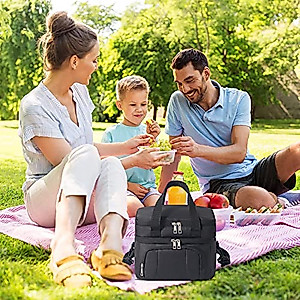 jeadwwr Insulated Reusable Lunch Bag Large Lunch Box for Adult Men Women, Lunch Cooler Bag for Office Picnic Leakproof Lunch Box with Adjustable Shoulder Strap (Black-12L)