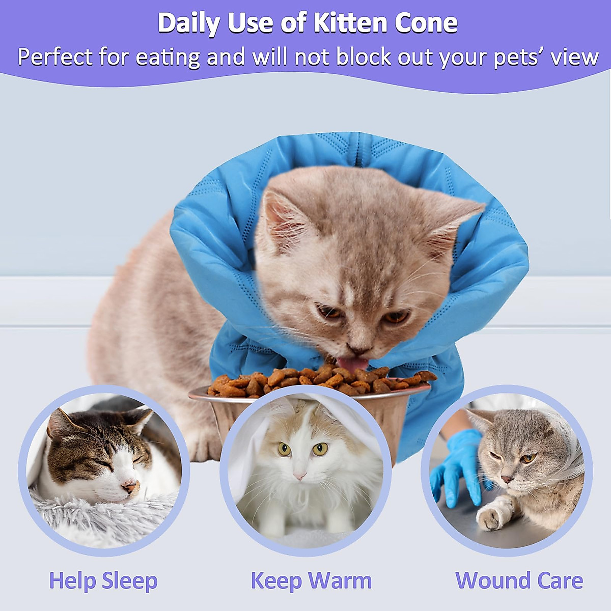 Cat Cone Collar Soft, Cat Recovery Collar to Stop Licking Scratching, Waterproof Elizabethan Collar for Small Cats