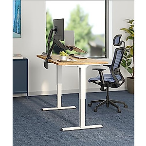 FLEXISPOT Pro Bamboo 3 Stages Dual Motor 60x30 Inch Electric Standing Desk Bamboo Contour Whole-Piece Board Height Adjustable Desk Electric Stand Up Desk (White Frame + Bamboo Curved Desktop)