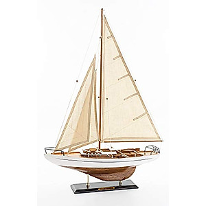 SAILINGSTORY Wooden Sailboat Model Decor Boat Model Ship Sailboat Decor Yacht Model Concordia Antique Finish Ivory