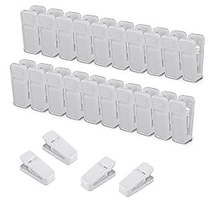 HOUSE DAY White Plastic Finger Clips for Hangers, 20 Pack Pants Hanger Clips, Strong Pinch Grip Clips for Use with Slim-line Clothes Hangers, Clips for Velvet Hangers
