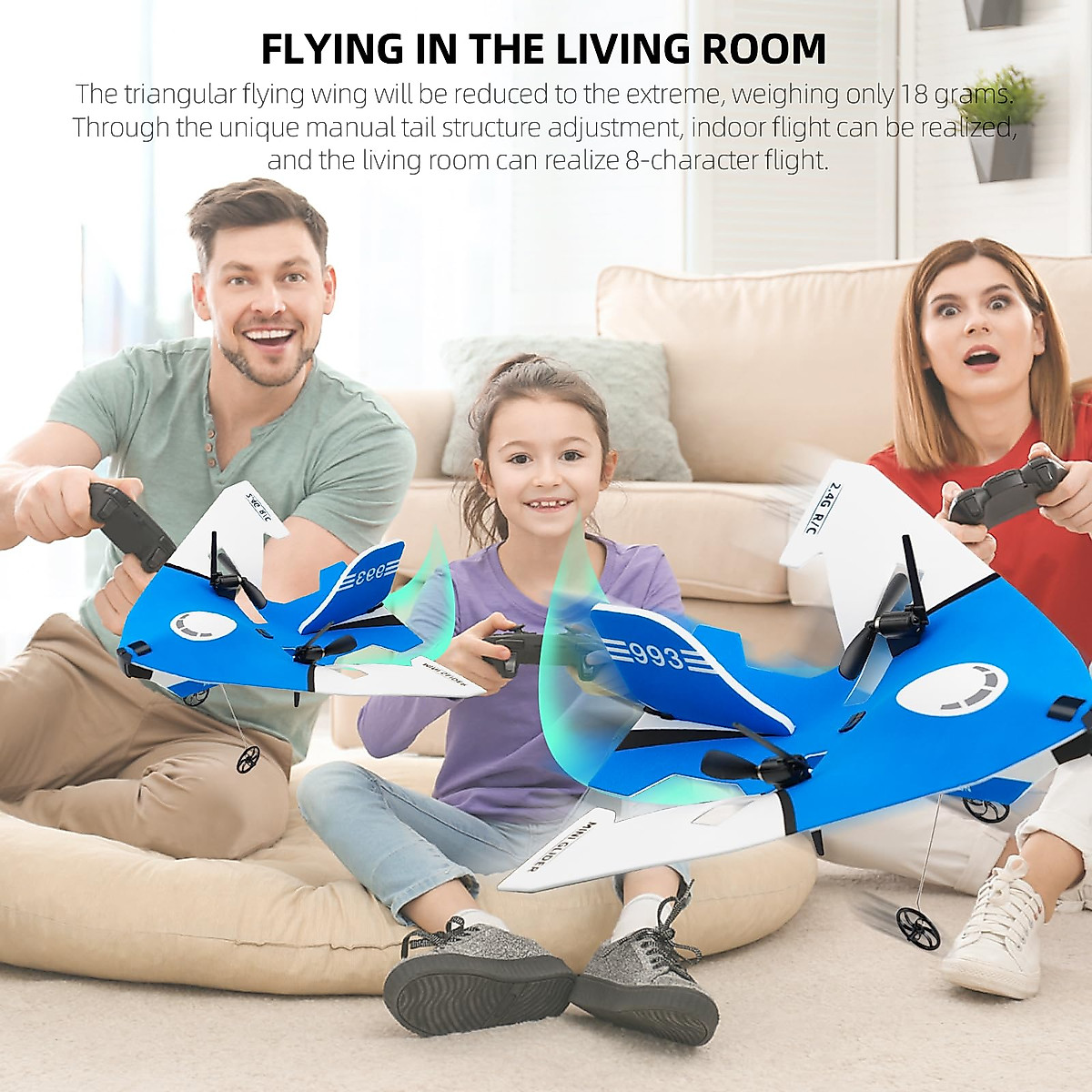 QI XING QX 2 CH Remote Control Airplane, 2.4Gh RC Airplane with Light Strip, RC Plane Ready to Fly, Easy to Fly RC Plane for Kids & Beginner,2023 You can Fly Any time Any Place (Blue)