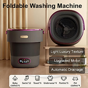 Husono Portable Washing Machine 13L Small Washer and Dryer Mini Washing Machine for Underwear Baby Clothes Socks Foldable Washer lavadora portatil for Apartment Dorm Camping RV Travel (Black)