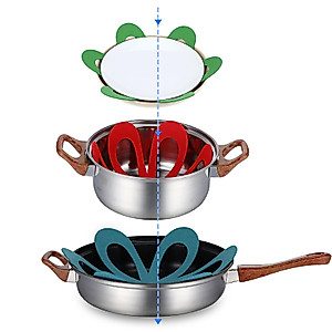 Oruola 8Pcs Pan Protectors,4 Different Sizes Color Flower Pan Protectors for Stacking,0.08In Thickness Felt Pot Protectors for Stacking and Protecting Glassware, Cookware and More,6In 8In 10In 12In