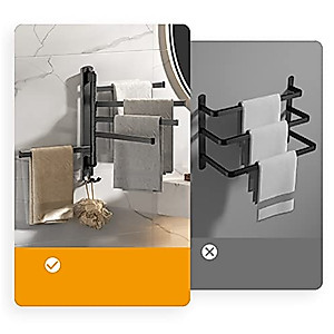Swivel Towel Bar with 4 Arms Towel Rail Rack Holder Organizer Rod Pole Hanger Wall Mounted 180 Degree Rotation for Bathroom Kitchen Bath¡­