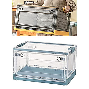 Multipurpose Storage Box Storage Organizer with Lids Folding Storage Bucket Dirty Clothes Case for Ties Socks Towel Toys Organization, Light Blue