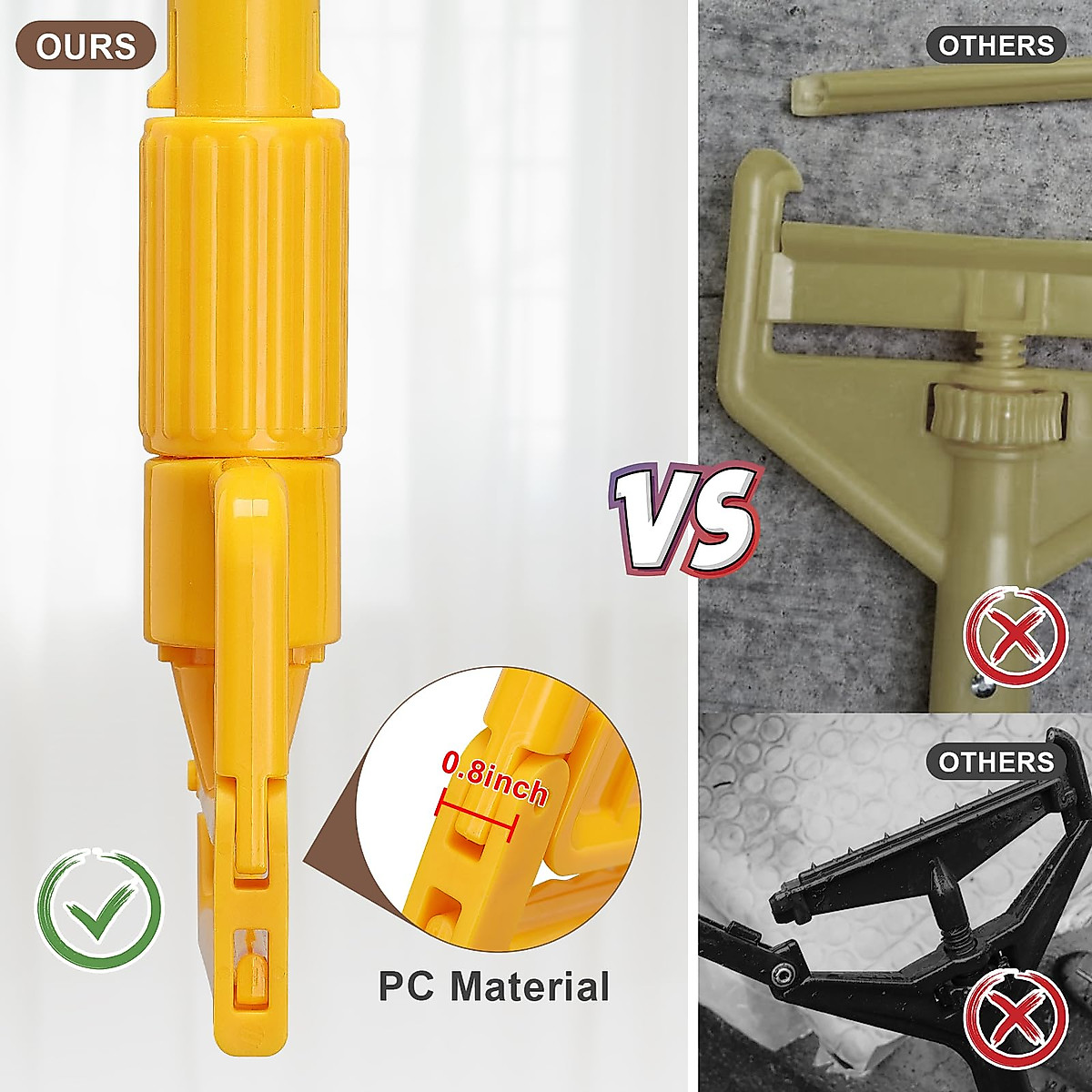 JAOTREL Mop Handle Commercial Heavy Duty, 60 inch Metal Commercial Mop Stick,Side Gate Mop Head Replacement Holder for Floor Cleaning,Clamp Mop Handles Quick Change for Wet Mop (1)