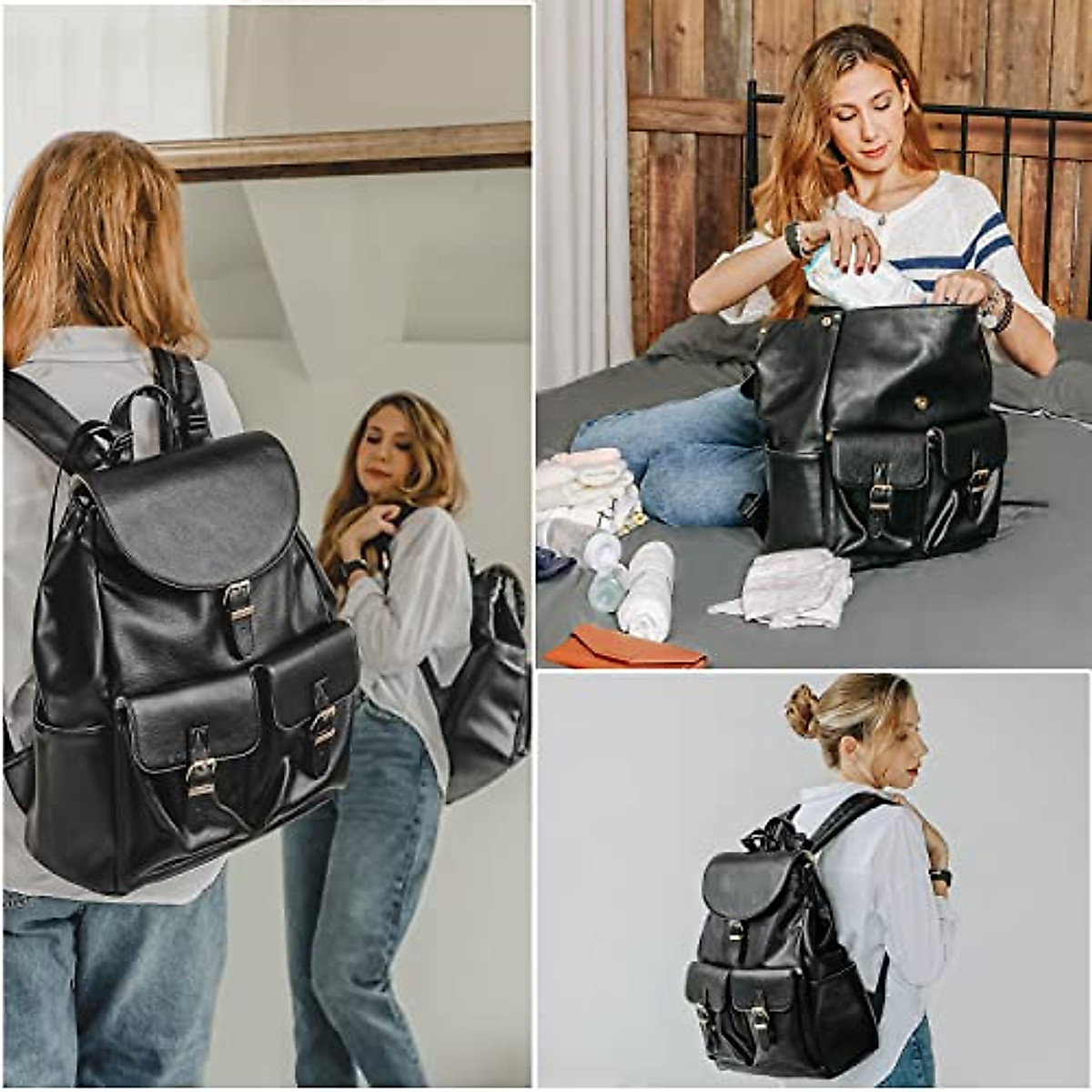 Omanmoli Diaper Bag Backpack Leather Diaper Bag Backpack Baby Bag Diaper Bag Organizer