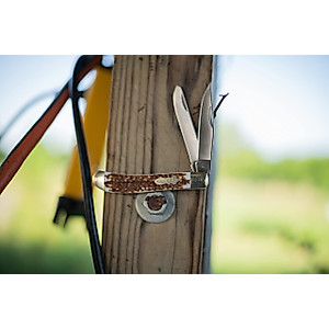 Uncle Henry Next Gen Staglon 285UH Pro Trapper 7in Folding Knife with 3.2in Stainless Steel Clip-Point Blade, Spey-Point Blade, and Staglon Handle for Hunting, Camping, EDC