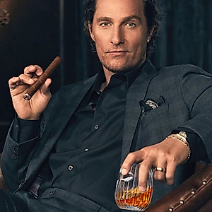 MortyGrove Cigar Whiskey Glasses with Cigar Holder-Set of 2,Old Fashioned Whiskey Glass With Indented Cigar Rest Crystal Whiskey Glasses Gift, Gifts for Men(12oz)