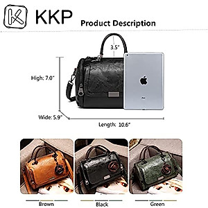 KKP Women's Purse Leather Handbags Women Travel Satchel Bag Adjustable Strap Boston Bag-Black