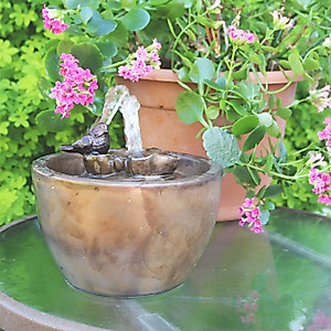 Foreside Home & Garden Bronze Bird on Leaf Indoor Water Fountain with Pump