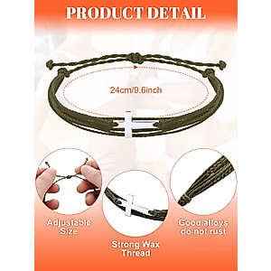 Yinkin 12 Pcs Cross Bracelet for Women and Men Cross Adjustable Nylon Rope Christian Handmade Braided Bracelet for Teens Handmade Christian Jewelry Wish Bulk Cross Bracelets(Multicolor)