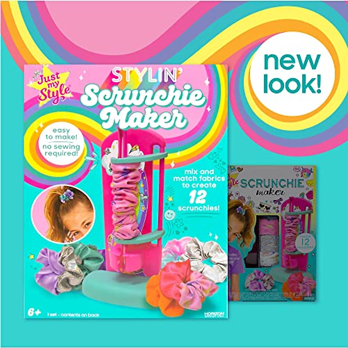 Just My Style D.I.Y. Scrunchie Maker by Horizon Group USA, Design Your Own Colorful Satin Scrunchies Hair Bands, Easy-to-Use Tool & Gemstones Included