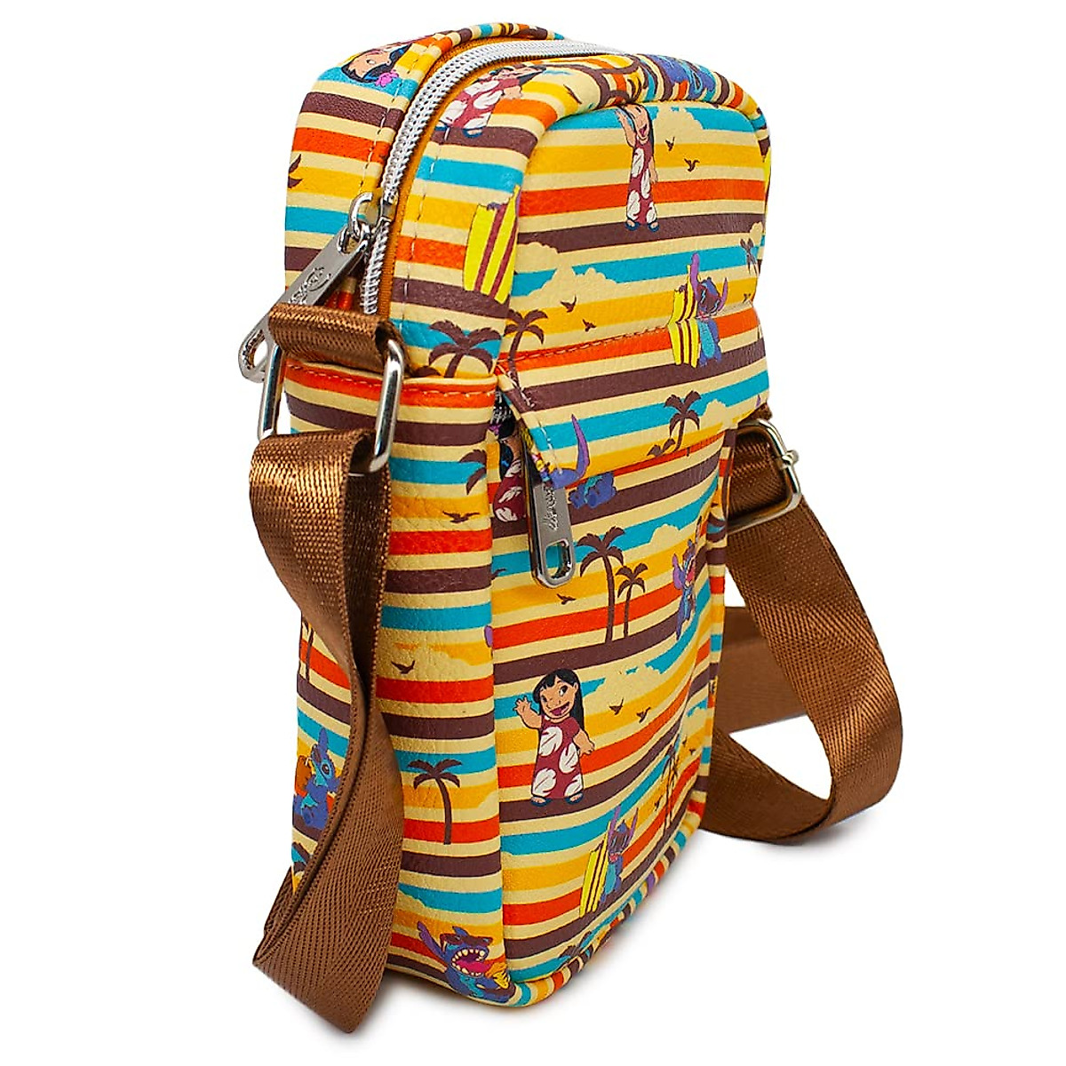 Disney Bag, Crossbody, Lilo and Stitch, Poses Stripe Multi Color, Vegan Leather