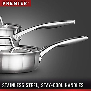 Calphalon 11-Piece Pots and Pans Set, Stainless Steel Kitchen Cookware with Stay-Cool Handles, Dishwasher Safe, Silver