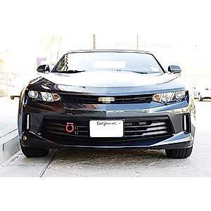 iJDMTOY Red Track Racing Style Tow Hook Ring Compatible With 2016-up Gen6 Chevy Camaro (Pre-LCI), Made of Lightweight Aluminum