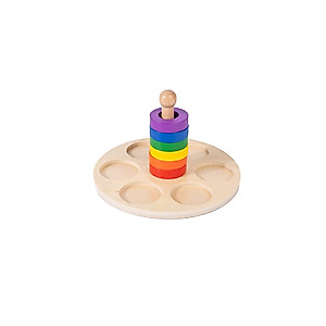 Adena Montessori 6 Rings on Peg Baby Toys for 1 Year Old Infant Toddlers