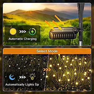 CRILEAL 8LED Solar Powered Firefly Lights,Solar Lights Outdoor Waterproof,Starburst Swaying Solar Firefly Lights, Firefly Garden Lights for Path Landscape Outdoor Decorative Lights White Warm 4Pack