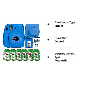 FujiFilm Instax Mini 9 Instant Camera + Fujifilm Instax Mini Film (60 Sheets) Bundle with Deals Number One Accessories Including Carrying Case, Selfie Lens, Photo Album (Cobalt Blue)