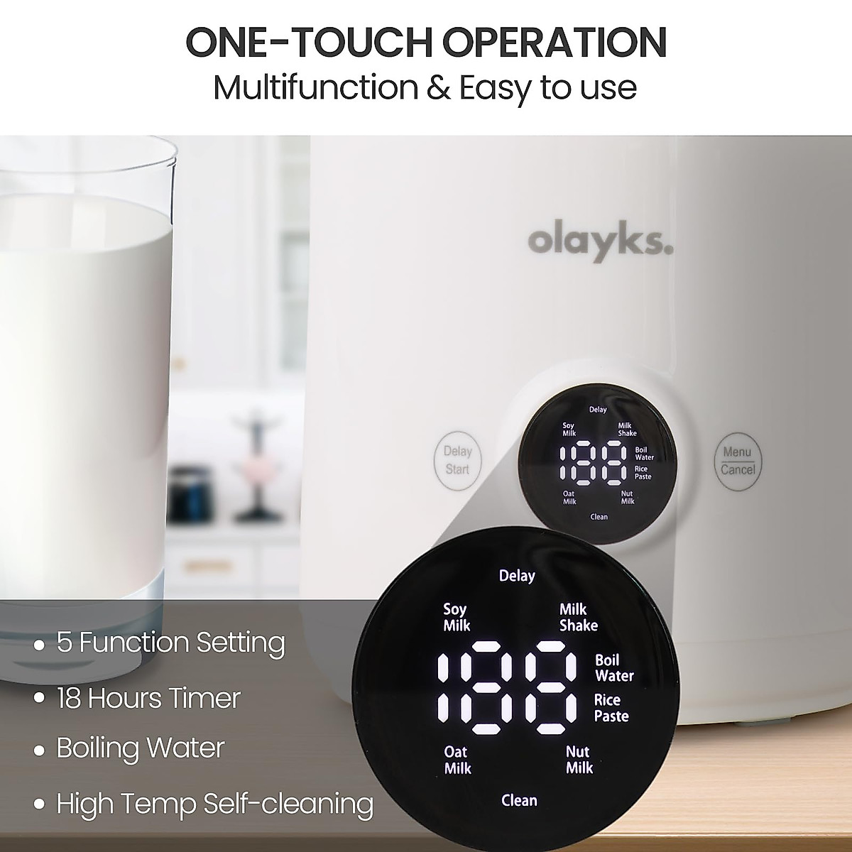 Automatic Nut Milk Maker, 20 Oz Soy Milk Maker Machine for Homemade Almond/Oat/Soy, Plant-Based Milk and Dairy Beverages, 12 Blades Almond Milk Maker with Delay Start/Boil/Self-cleaning, White