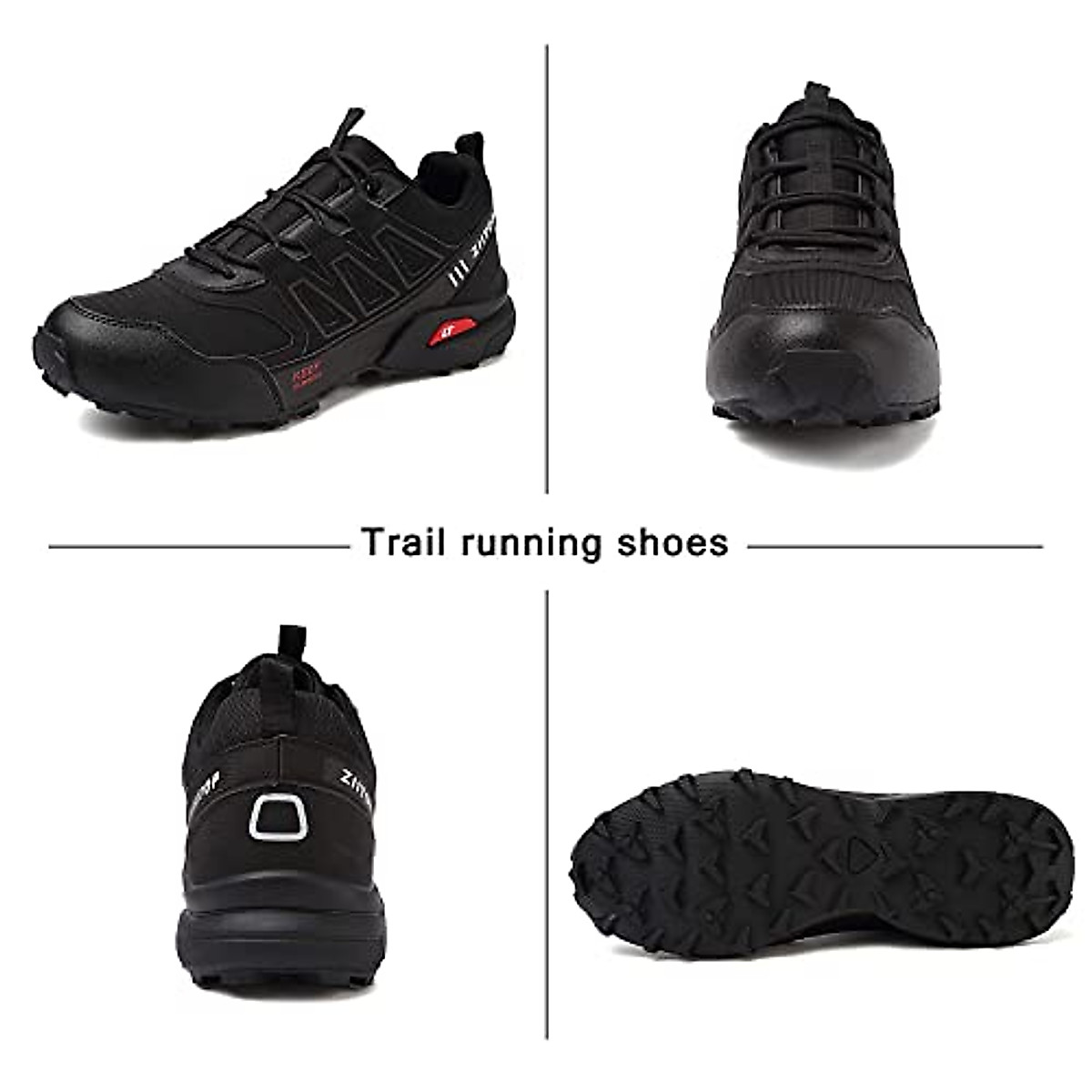 Trail Running Shoes Men Hiking Shoes for Men Outdoor Walking Shoes Breathable Non-Slip Sneakers for Men All-Terrain Trekking Shoes Tennis Cross Training Shoes Black