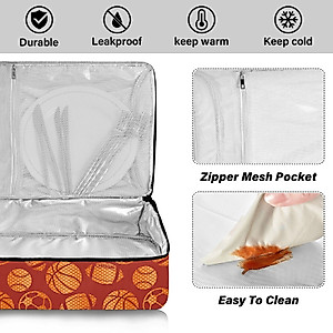 NFMILI Casserole Carrier for Hot Cold Ball Game Silhouette Print, Insulated Food Delivery Bag Reusable Warmer Carrier Bag with Inner Pocket Aesthetic Print 15.75×11.81×3.94 inch