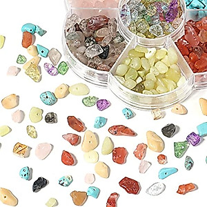 HERCHR Crystal Beads for Ring Making, Crystals Gemstone Beads for Jewelry Making, 7 Colors Crystal Ring Making Kit with Plastic Box for Jewelry Ring, Bracelets, Earring Making Supplies