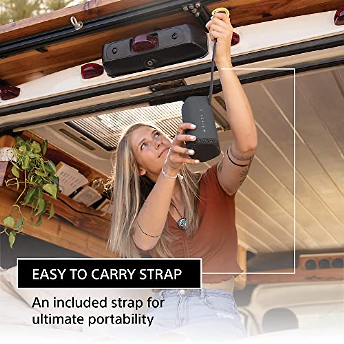 Sony SRS-XE200 X-Series Wireless Ultra Portable-Bluetooth-Speaker, IP67 Waterproof, Dustproof and Shockproof with 16 Hour Battery and Easy to Carry Strap, Black- New (Renewed)