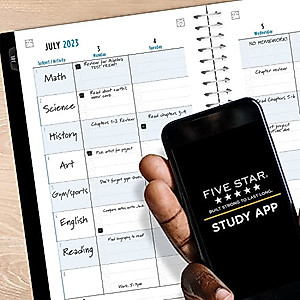 Five Star 2023-2024 Academic Planner + Study App, Weekly & Monthly Advance Student Planner with Spiral Guard, 5-1/2" x 8-1/2", Small, Black (TAW4590524)