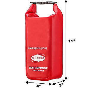 WELL-STRONG 123pcs Survival First Aid Kit Waterproof First Aid Kit Roll Top Boat Emergency Kit with Waterproof First Aid Items for Fishing Kayaking Boating Swimming Camping Rafting Beach