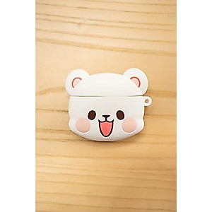 Milk Mocha Bear AirPods Silicone Carrying Shockproof Protective Case Cover - Compatible with Apple AirPods 1 & 2 (Milk)