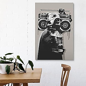 Roo Banksy Graffiti Darth Vader Canvas Art Poster and Wall Art Picture Print Modern Family Bedroom Decor Room Decor Posters 12x18inch(30x45cm)