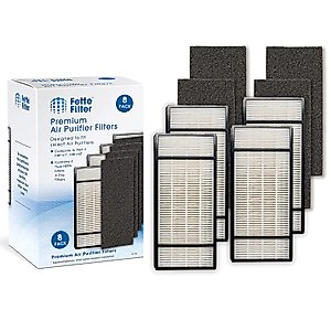 Fette Filter - Premium True Hepa H13 Filter H with Pre-Filter for Honeywell Model HPA-050 HPA-060 HPA-061 HPA-150 HPA-160 HHT-055 HHT-155 (QTY4) Part # HRF-H1 HRF-H2 HRF-B1 HRF-B2 Filter H (4+4)
