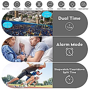 GOLDEN HOUR Huge Big Size Men's Digital Sport Watches Waterproof Military Tactical Style with Dark LED Backlight and Black Rubber Strap 50mm Big Face Watch for Men