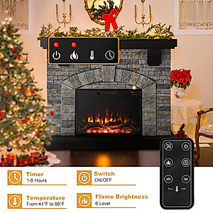 45 Inch Electric Fireplace with Mantel, Tall Fire Place Heater Freestanding with Remote Control Timer LED Flame for Living Room Bedroom, Gray