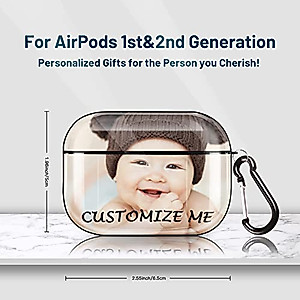 Custom AirPods Pro Case, Design Your AirPods Case with Photo/Text/Name, Top and Bottom Separated Hard PC Shockproof Protective Personalized Keychain Airpods Cover for Men and Women