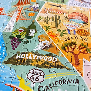 Puzzles for Adults 1000 Pieces - Illustrated US Map Puzzle - United States USA 1000 Piece Puzzle for Adults and Kids Puzzles - 100% Recycled Cardboard by bopster