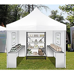 Displays2go Portable Shelving Display with 4 Tiers, Floor Standing, Paulownia Wood - White (SMPSU1SU)