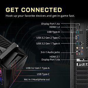 Asus 2022 ROG Gaming Desktop, Intel Core i7-12700F Processor, 32GB DDR4 RAM, 1TB PCIe SSD + 1TB HDD, NVIDIA GeForce RTX 3060 12G DDR6, Win 11 Pro, Black, 32GB Snowbell USB Card