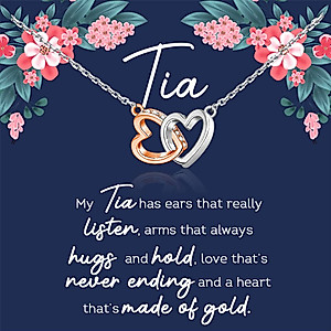 Lywjyb Birdgot Tia Gift Auntie Gift Best Tia Ever Gift from Niece Nephew Gift for Tia (tia necklace card)