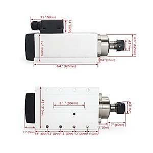 RATTMMOTOR CNC Spindle Motor Kit 220V, 2.2KW Air Cooled Spindle Motor Square Spindle Motor ER20+2.2KW VFD Inverter 220V Variable Frequency Drive Single to 3 Phase Converter for CNC Router Machine