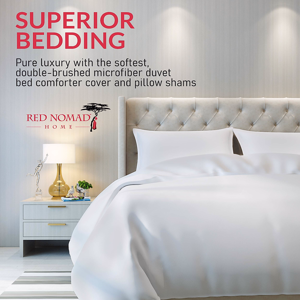 Red Nomad Luxury Duvet Cover & Pillow Shams Set (Full/Queen, Pure White)