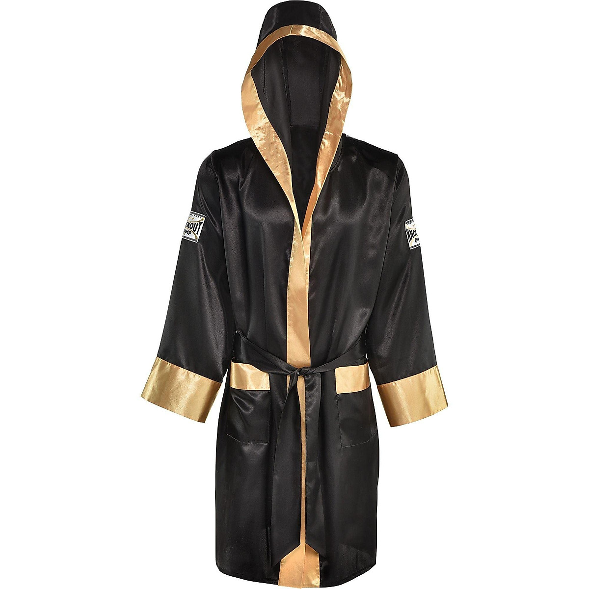 Amscan Black & Gold Satin Boxing Robe (Adult Size) 1 Pc. - Reusable & Washable Soft Satin Robe, Perfect for Halloween Costume, Cosplays, Costume Parties, Pretend Play & More