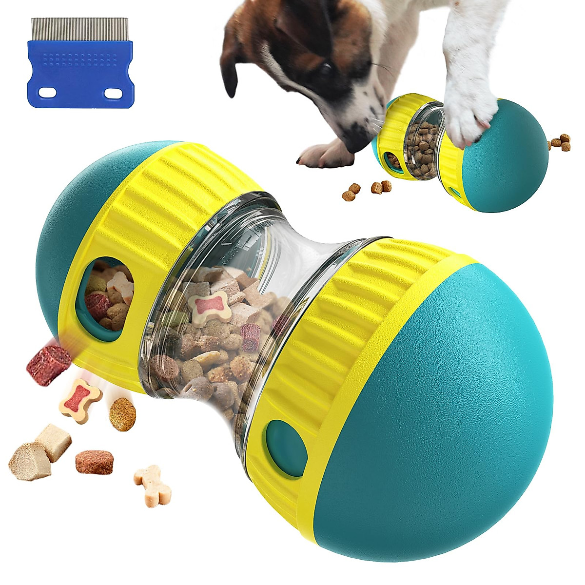 MECODO Dog Interactive Toys Adjustable Dog Treat Dispensing Ball, for Slow Feeding Puzzle Ball Toy for Reduce Boredom and Stimulating IQ Training Suitable for Large, Medium, and Small Dogs