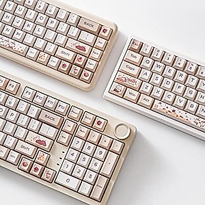 YUNZII Boba Dye Sub PBT Keycaps,154 Full Keys Dye Sublimation PBT Custom Keycaps with Key Puller for Cherry Gateron MX Switches Mechanical Gaming Keyboard (Cherry Profile, Boba)