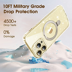 CASEKOO Genuine Official for iPhone 13 Pro Max Case with Magnetic Ring Stand [Compatible with MagSafe] [16FT Military-Grade Protection] Shockproof Twinkle Star Phone Grip Cover 6.7'', Sparkle Glitter