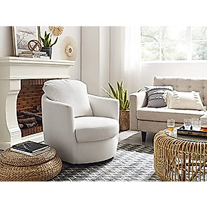 Volans Modern Swivel Living Room Chairs Barrel Chair Ivory Corduroy Upholstery Accent Sofa Chairs Living Room Chair Sofa Chair for Bedroom