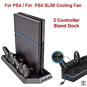 YICANG Vertical Stand with Cooling Fan Controller Charging Station for PS4 /PS4 Slim