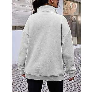 Trendy Queen Oversized Sweatshirts for Women Half Quarter Zip Up Pullover Hoodies Casual Sweaters Fall Outfits Fashion Winter Clothes 2023 Grey